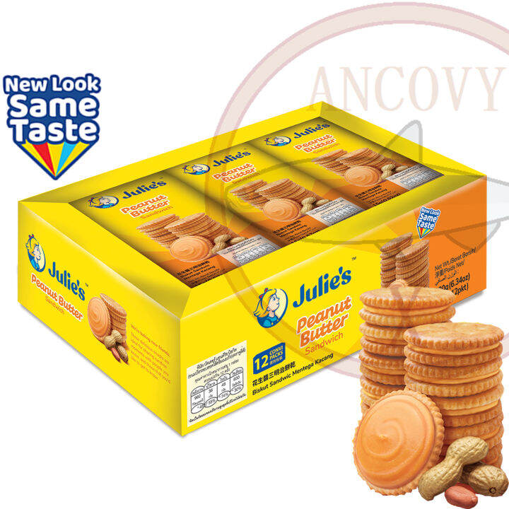 ๋Julie s แครกเกอร์จูลี่ บิสกิตแครกเกอร์เนยถั่ว บิสกิตเนยถั่ว มีให้เลือก 2 ขนาด (180g./360g ...