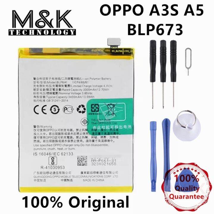 Original MK Battery BLP673 For OPPO A3S A5 BATTERY 4100mAh with Tools ...