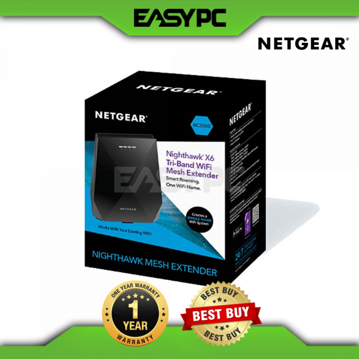 Netgear Nighthawk EX7700-100PES X6 AC2200 Tri-Band WiFi Mesh Extender ...