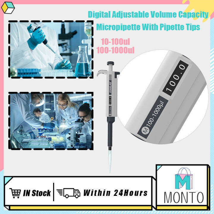 Adjustable Digital Lab Pipette Dropper 10-100ul/100-1000ul Capacity ...