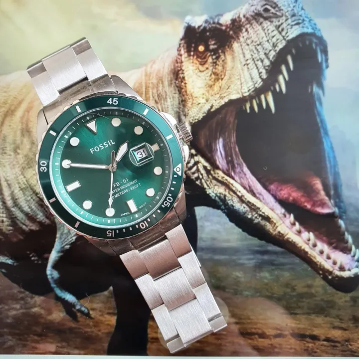 FS5670 Fossil FB01 Three-Hand Date Rotating Green Bezel Green Dial ...