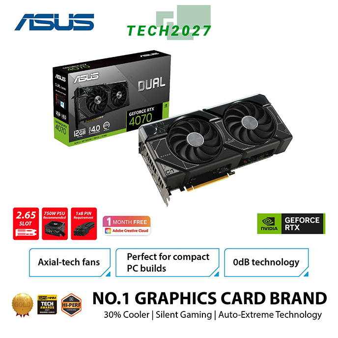 ASUS Dual GeForce RTX 4070 Edition 12GB GDDR6X (PCIe 4.0, 12GB GDDR6X ...