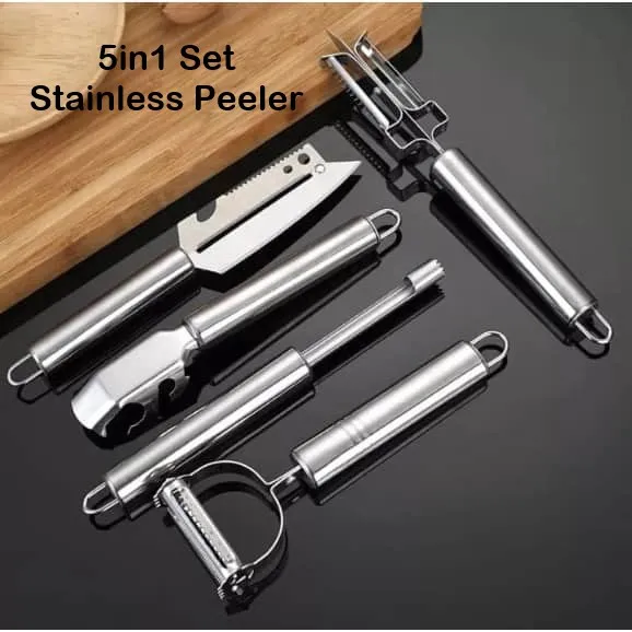 5in1 Set Stainless Steel Peeler Vegetable and Fruit Kitchen Cutting ...