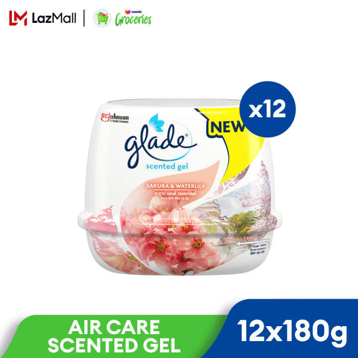 [CARTON] Glade Scented Gel Sakura & Waterlily 12x180g | Lazada