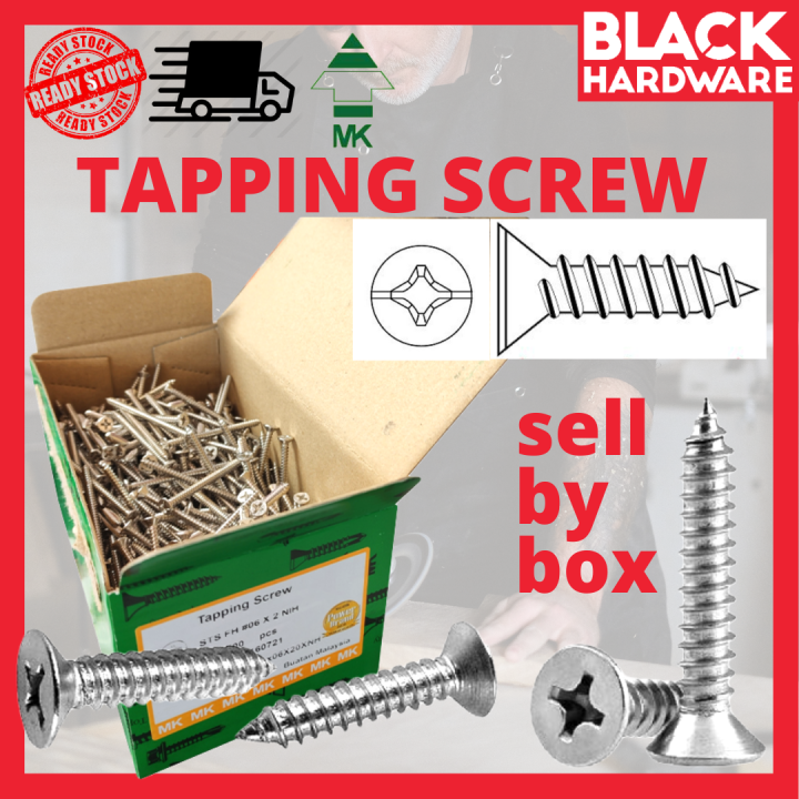 BLACK HARDWARE Self Tapping Screw Flat Head Wood Metal Skru Wall Plug ...