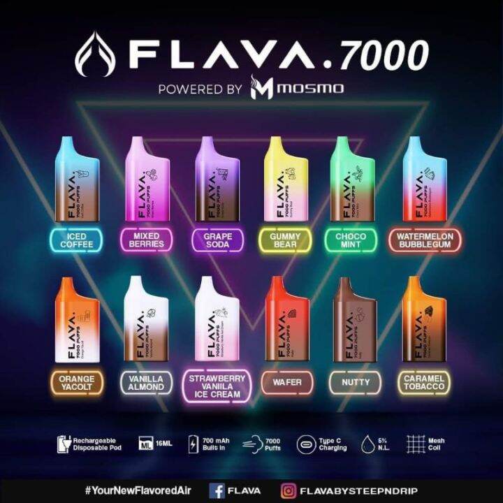 Flava X Mosmo 7000 Puffs Disposable Pod (Legit) FLAVA Powered By: Mosmo ...