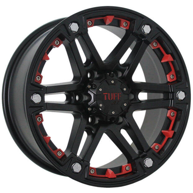ใหม่ ล้อแม็กพรีเมี่ยม TUFF T01 สีดำด้านขอบแดง ครบชุด / ขนาด 20" / กว้าง ...