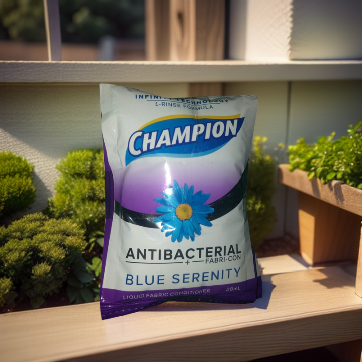 CHAMPION FABRIC CONDITIONER SACHET BLUE SERENITY 28ML 12S | Lazada PH