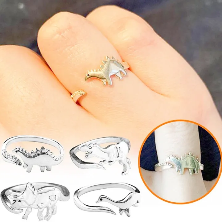 Cute Dinosaur Ring Gift Personalized Jurassic Era Shaped Opening Ring ...