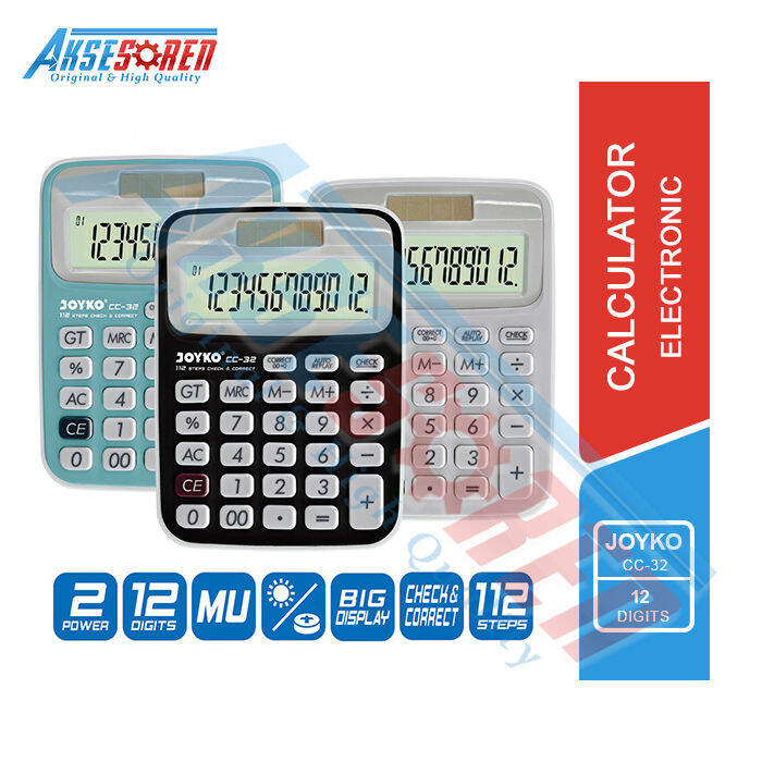 Kalkulator 12 Digit Joyko [CC-32] Check Correct / Kalkulator Dagang ...
