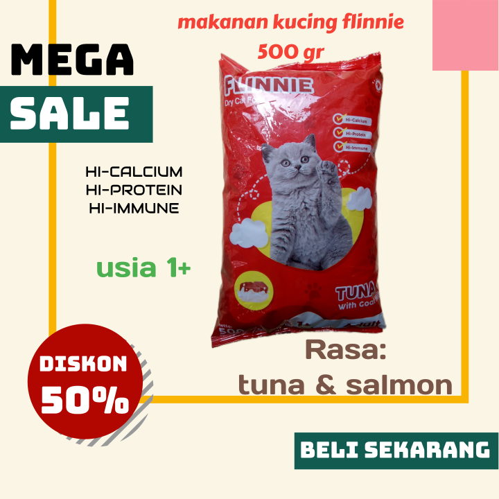 MAKANAN KUCING FLINNIE DRY CAT FOOD 500 GR TERLARIS | Lazada Indonesia