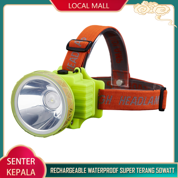 Senter Kepala Besar Anti Air 50 Watt Led Headlamp Super Terang Outdoor ...