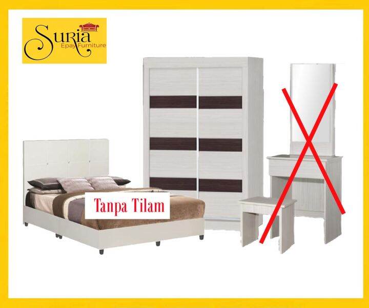 Bedroom set / Set Bilik Tidur 4' x 6' (BRS4604) (Katil Queen+almari ...