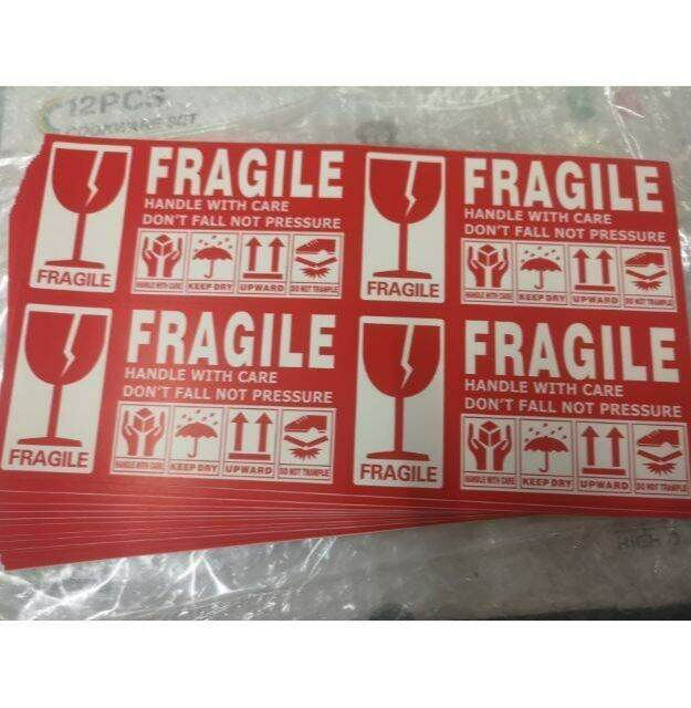 Fragile sticker [ 1 piece = 4 sticker] 13x7cm big | Lazada