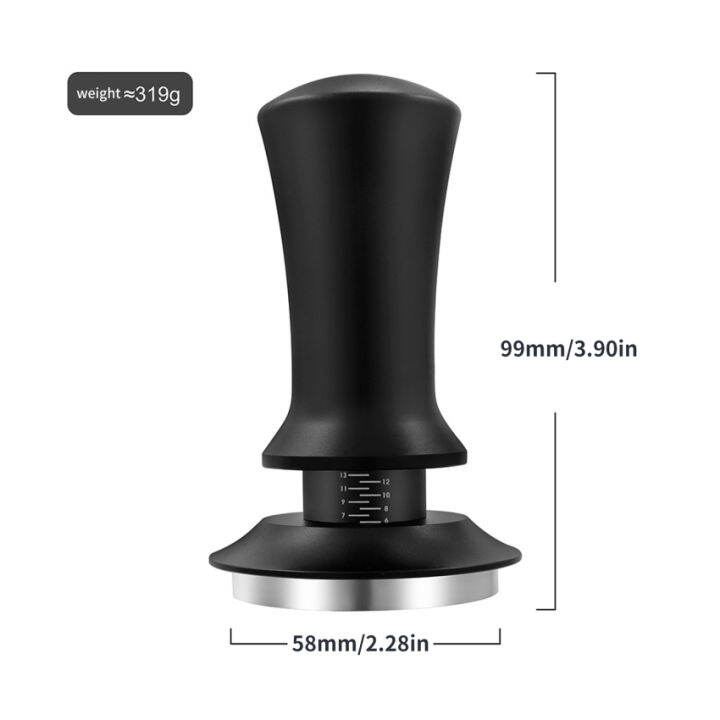 51/53/58mm Coffee Tamper Adjustable Depth with Scale 30lb Espresso ...