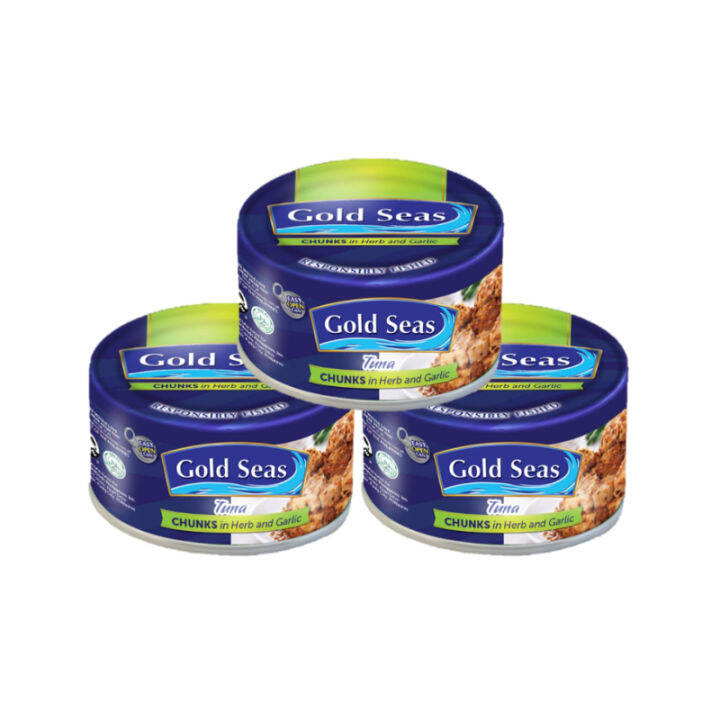 Gold Seas Tuna Chunks in Herb and Garlic 90g x 3 | Lazada PH