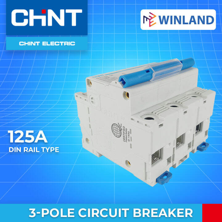 CHINT by Winland Main Miniature Circuit Breaker (MCB) 3-Pole (DIN Rail Type) 125A 10KA DZ158-125 ...