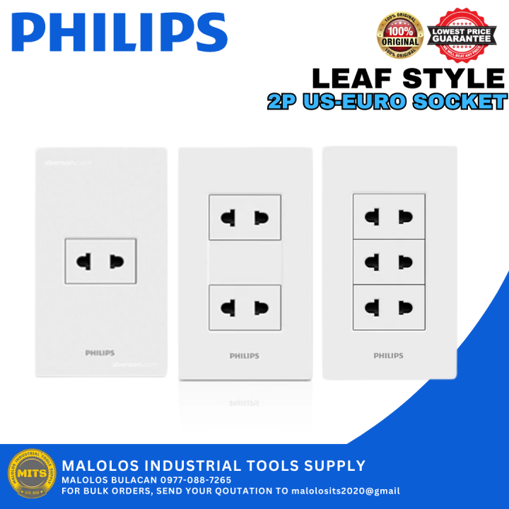 PHILIPS LEAFSTYLE 1 GANG 2 GANG 3 Gang 2P US- EURO SOCKET | Lazada PH