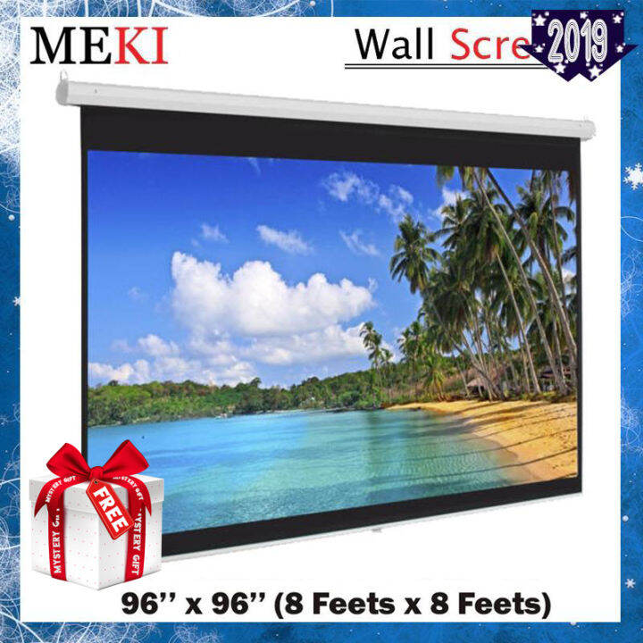 Meki High Quality Solid Series Size 96 x 96 ( 8 x 8 feets) Manual Wall Screen for LED/LCD ...