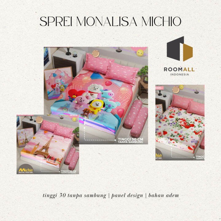 Sprei Monalisa Michio Minimalis Kids Ukuran 180x200 King Tinggi 30 ...