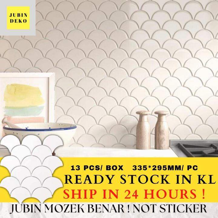 [NOT STICKER] FISHSCALE WHITE MOSAIC TILES /MOZEK/JUBIN DINDING/CERAMIC ...
