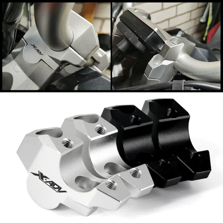 Motorcycle 30MM Black Silver Handlebar Riser Heightening Clamp Mount ...