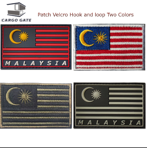 3D Malaysian Flag Embroidery Badge Patches Skull Tactical Army Military Morale Patch Emblem ...