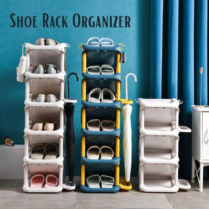 Shoe Rack Organizer with Hook and Umbrella Holder Multi-layer Space ...