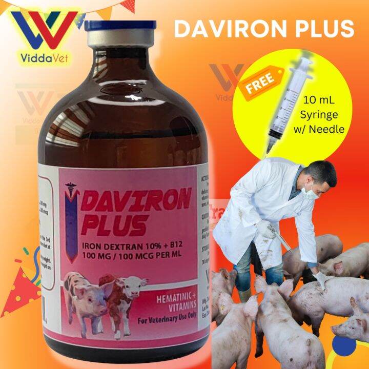 Viddavet Daviron Iron 10% plus B12 100 ml Iron dextran 105 iron dextran ...