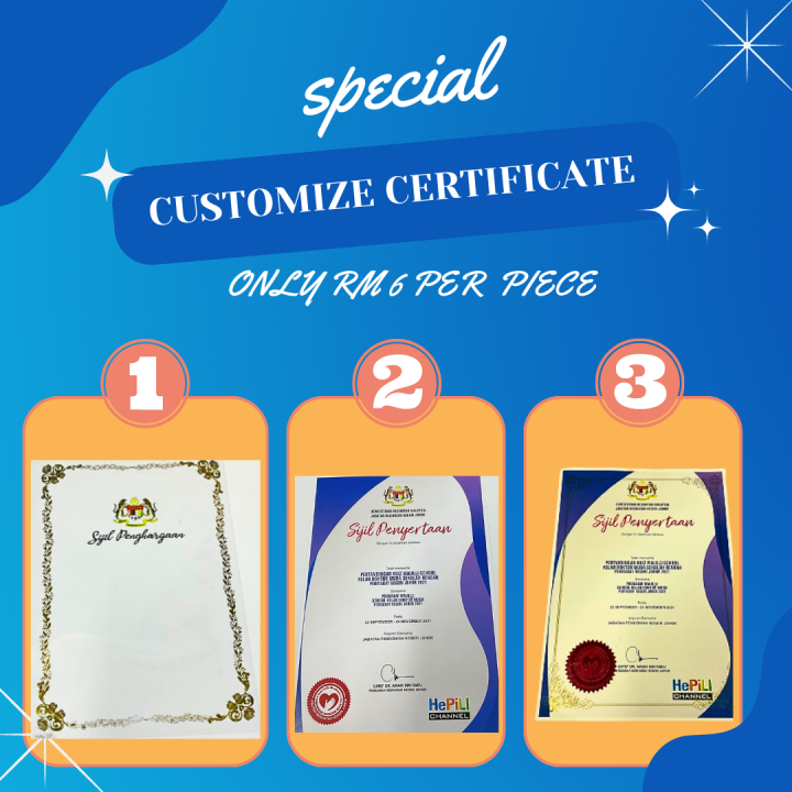 Customize Design Template Sijil / Certificate Size A4 Paper | Lazada
