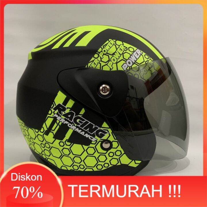 Helm Motor Evo Power Racing Kuning Doff Nuvo Helem SNI Helm Motoret ...