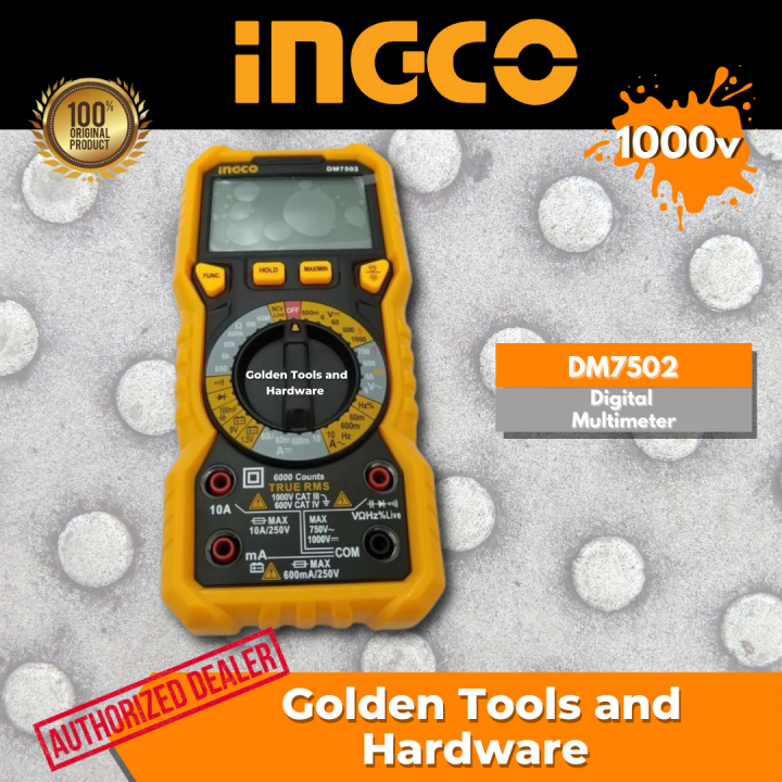 INGCO DM7502 Digital Multimeter 1000 Volts [GOLDEN | IPT] | Lazada PH