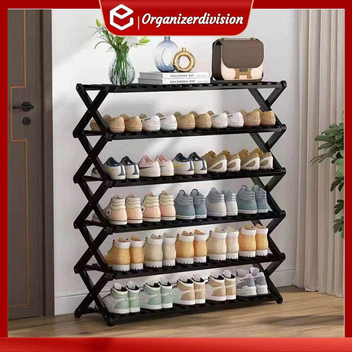 5 Layer foldable Shoes Rack Tier Colored Stackable Stainless steel ...