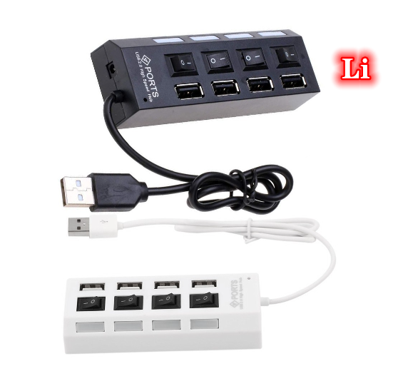 4-Ports fast USB 2.0 Hi-Speed USB Hub with Individual On/Off Switches ...