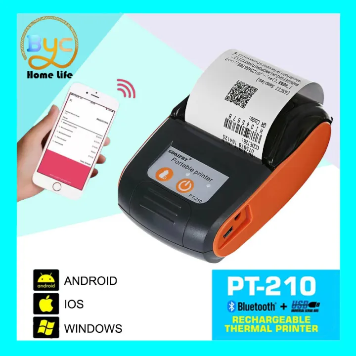 BYC PT-210 Portable Thermal Printer Handheld 58mm Receipt Printer for Retail Stores Restaurants ...