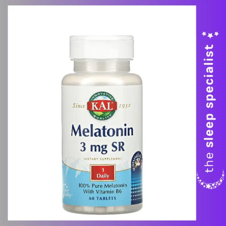 KAL, Melatonin SR with Vitamin B6, 3 mg, 60 Tablets, Dietary Supplement ...