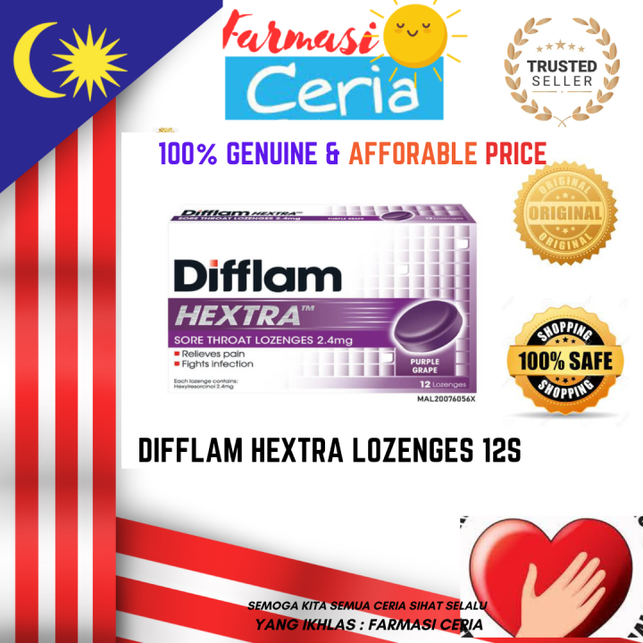 Difflam Hextra Sore Throat Lozenges Purple Grape 12s Lozenges | Lazada