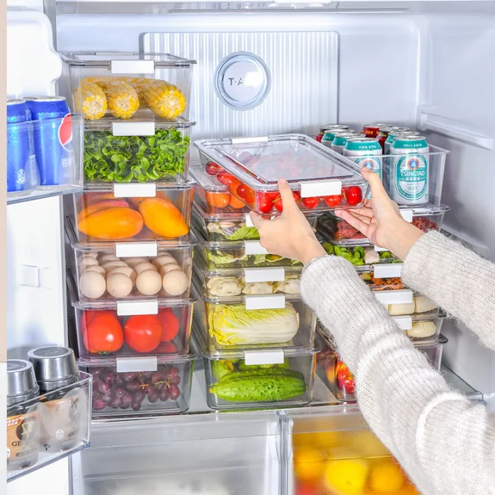 Refrigerator Organizer Stackable Plastic Fridge Organizer freezer Bins ...