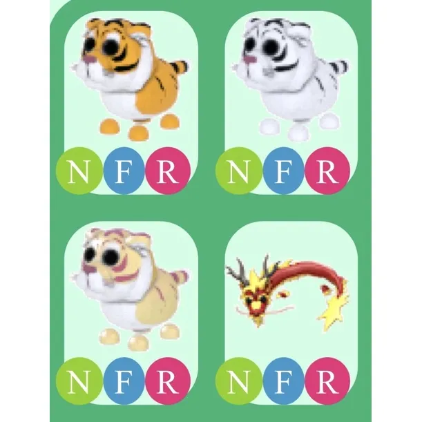 【In Stock】 roblox Adopt me pets neon tiger, neon white tiger, neon gold ...