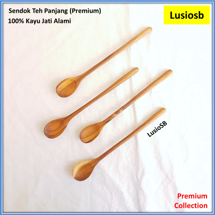 Sendok Teh Panjang Kayu Jati / Sendok Madu / Teaspoon / Sendok Kopi ...