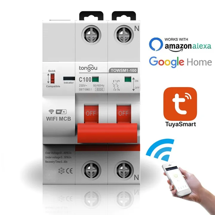 Tuya WiFi Smart Circuit Breaker Timing Smart Reclosing Switch Remote ...