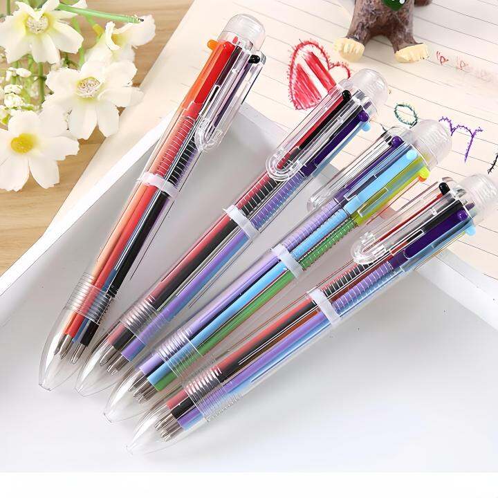 pulpen bolpoin/fountain pen 6-warna transparan pena bolpoin enam-dalam ...
