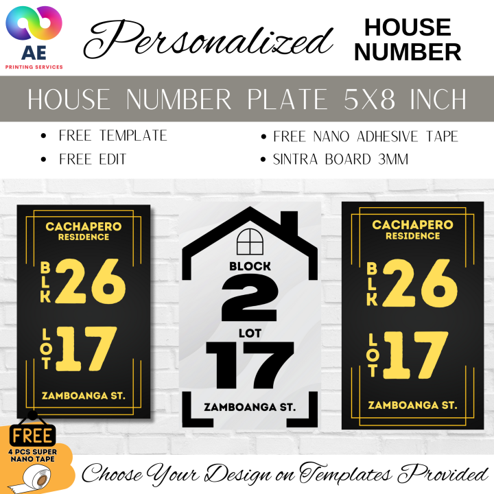 Customized House Number Plate Address (3mm Thick Sintra Board) 5x8inch ...