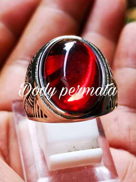 Batu permata merah siam Ring titanium super | Lazada Indonesia
