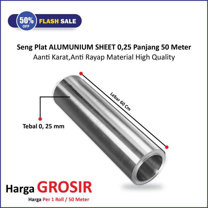 1 Roll Seng Talang plat Alumunium Allumunium Murah Tebal 0.25 & 0.35 mm ...