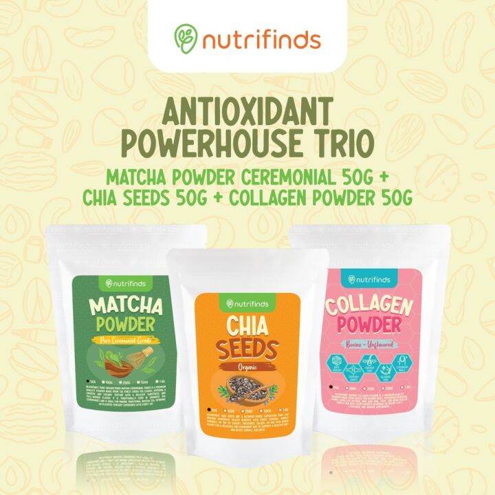 Nutrifinds Antioxidant Powerhouse Trio (Matcha Collagen Chia) | Lazada PH