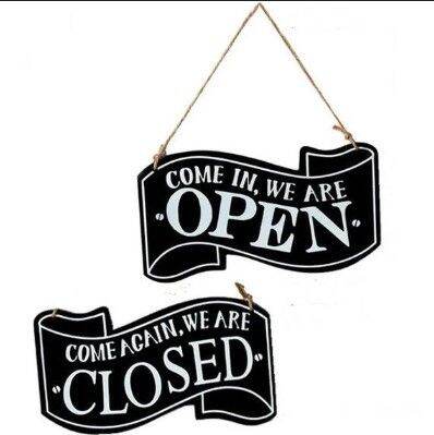 Double-Sided Open/Closed Sign Hanging Board, Wooden Open Close Sign ...