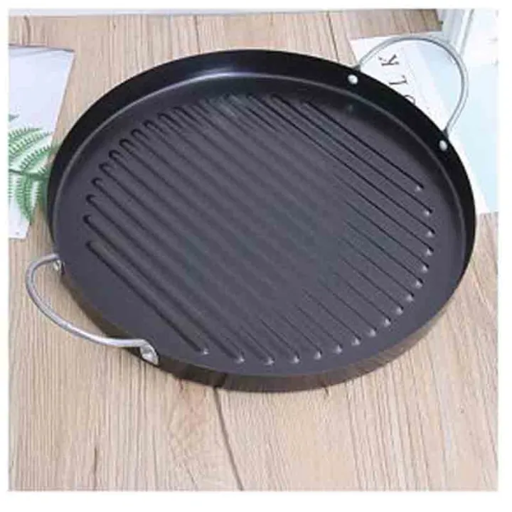BLACK 30cm Portable Korean Barbecue Grill Non Stick Gas Stove Iron Pan BBQ Plate | Lazada PH