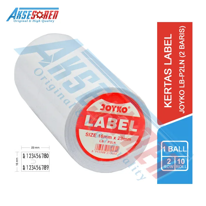 KERTAS LABEL HARGA JOYKO 2 BARIS [LB-P2LN/10 ROLLS] / ISI ULANG REFILL ...