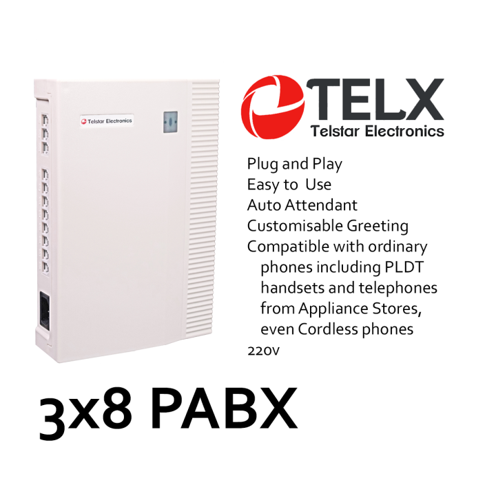 TELX ® BRAND 3x8 PABX for up to 3 PLDT/GlobeLine PSTN Landline and up ...
